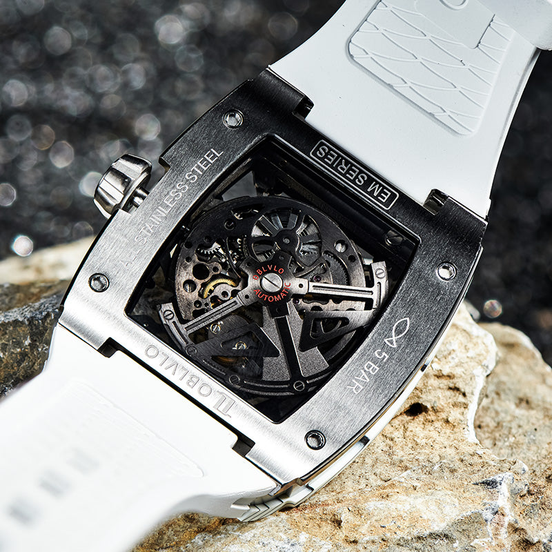 Luxury Skeleton Flying Tourbillon Watch - White Luminescent Carbon Fib ...