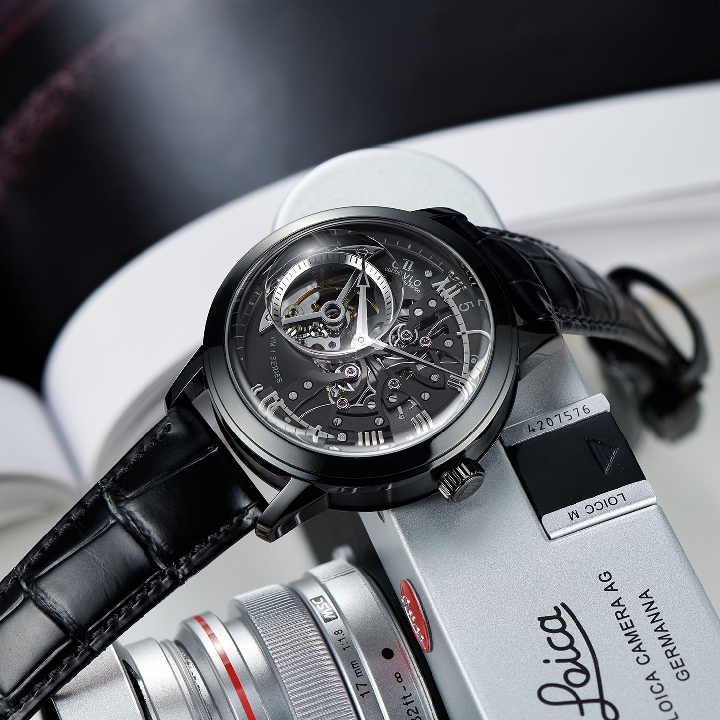 Oblvlo VM Series Luxury Automatic Skeleton Watches With Black PVD ...